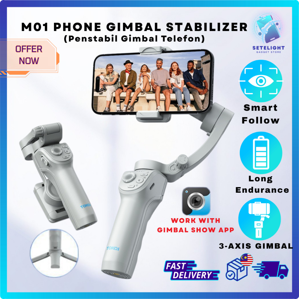 M01 Phone Gimbal Stabilizer Penstabil Gimbal Telefon 3-Axis Gimbal with ...