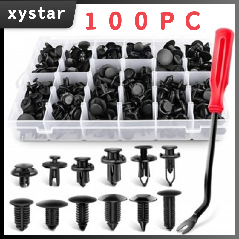 🚗Ready stock🚗Clip Car 100 Pcs/box Automobile Bumpers Hole Plastic Push ...