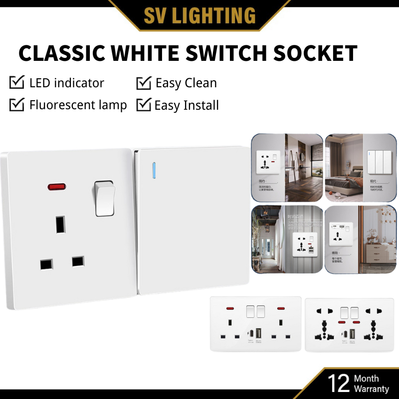 (Ready Stock) Switch Socket Plug light switch wall socket led indicator ...