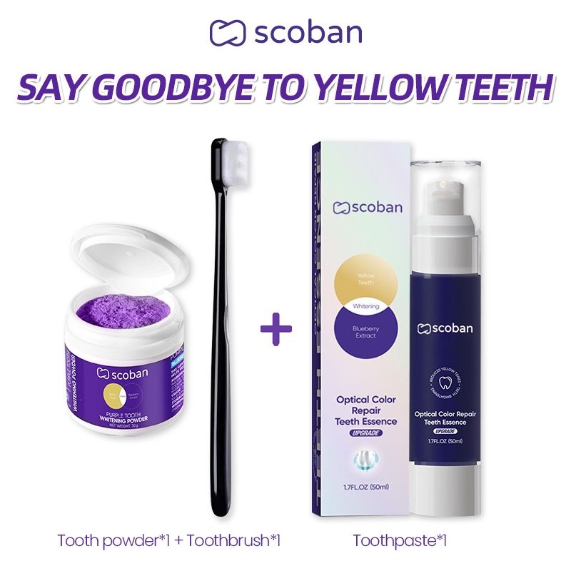 Scoban Purple Toothpaste Teeth Whitening Oral Care Set - Ubat Gigi ...