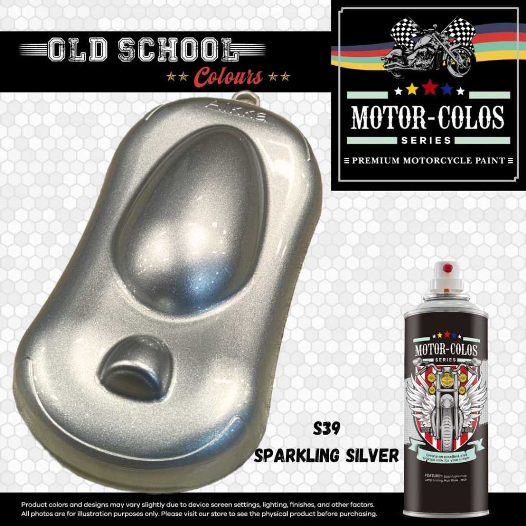MOTOR-COLOS S39 SPARKLING SILVER METALLIC COLOUR AEROSOL SPRAY PAINT ...