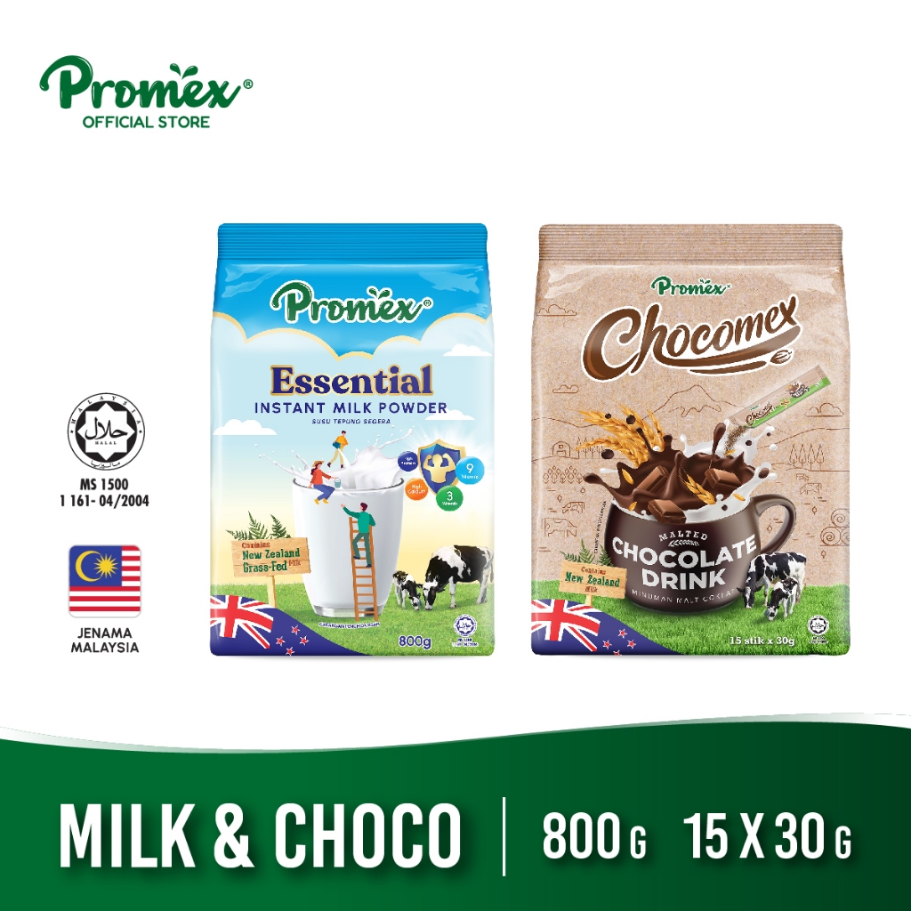 [BUNDLE] Promex Essential Milk 800g + Promex Chocomex Malted Chocolate ...