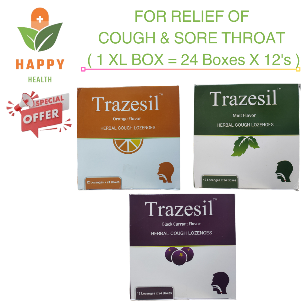 TRAZESIL HERBAL COUGH LOZENGES ( 1 XL BOX = 24 Boxes X 12 Lozenges ...