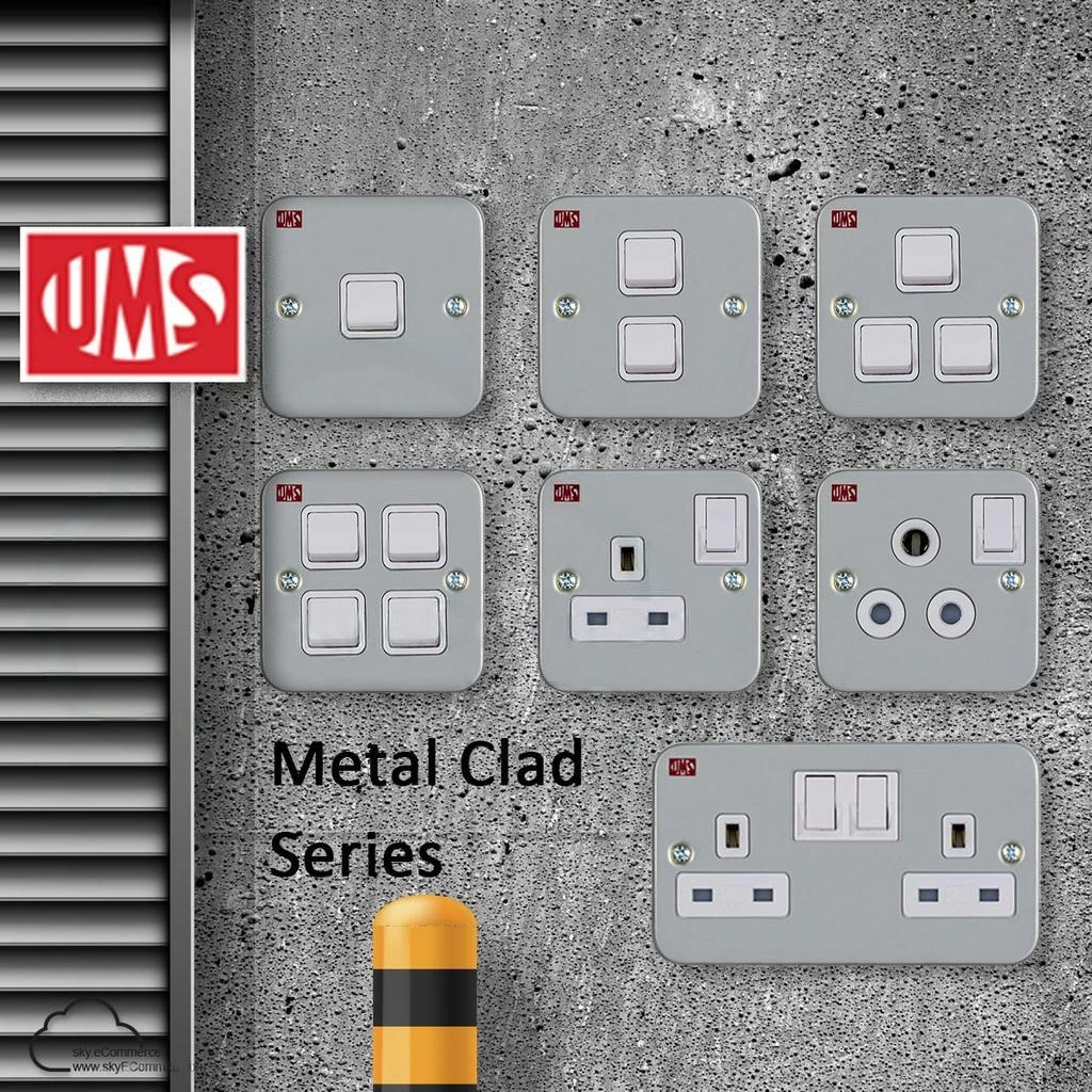 UMS Metal Clad 13A / 1G / 2G / 3G / 4G / 15A Socket / 2x13A Switch ...