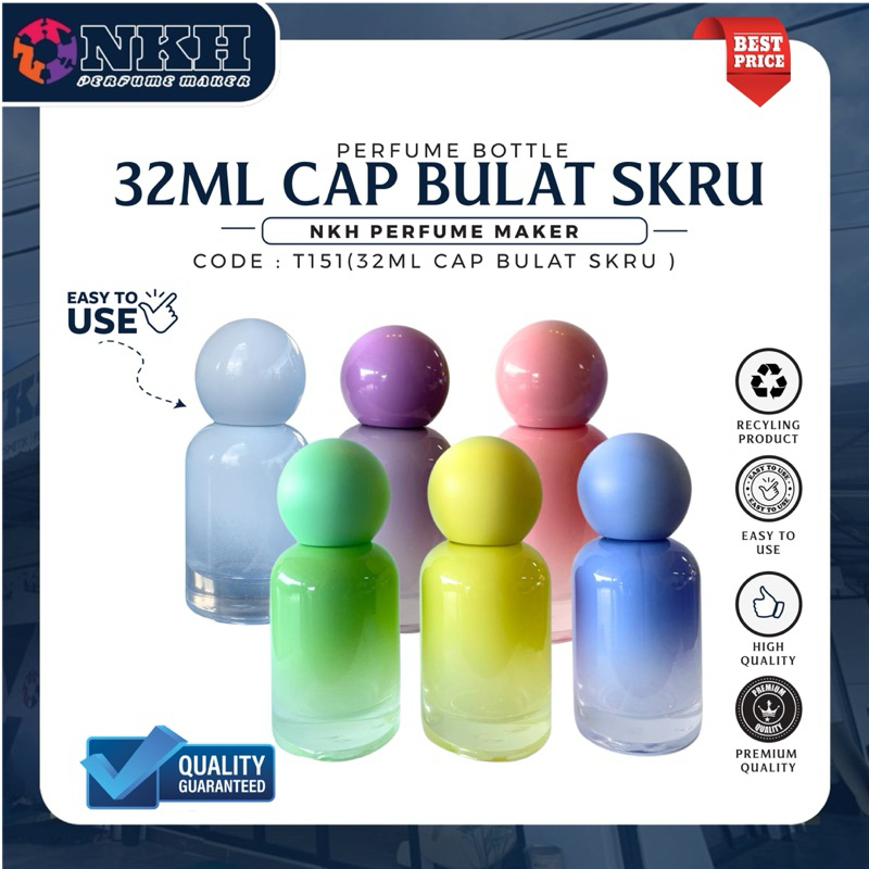 [ 1 PCS ] BOTOL KOSONG MINYAK WANGI 32ML CAP BULAT SPRAY SKRU ( T151 ) | Shopee Malaysia