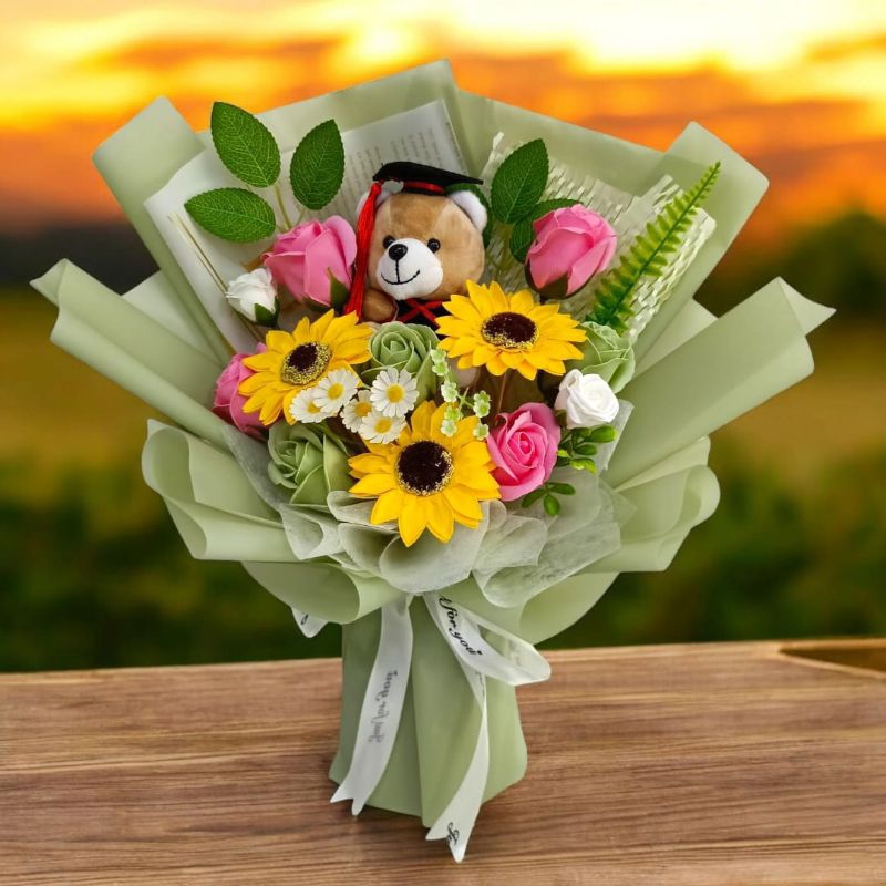 convocation convo graduation soap flower bear bouquet gift surprise ...