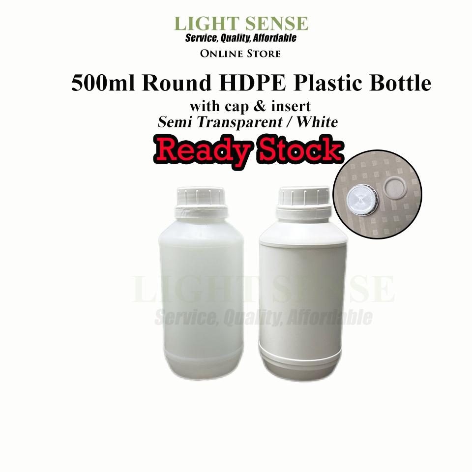500ml Round HDPE Plastic Bottle with Cap and Insert / Botol Kosong ...