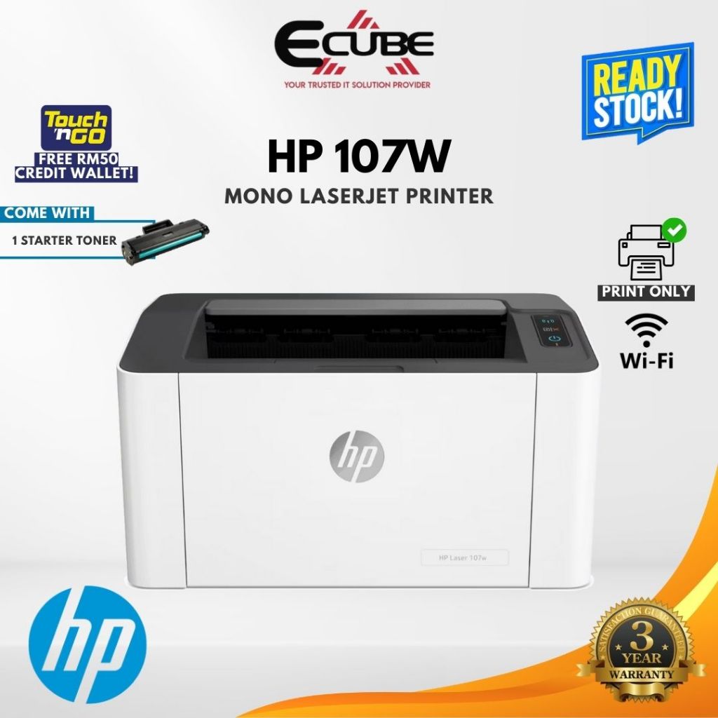 HP LASERJET PRINTER 107W - WIFI Single Function Mono LaserJet Printer ...