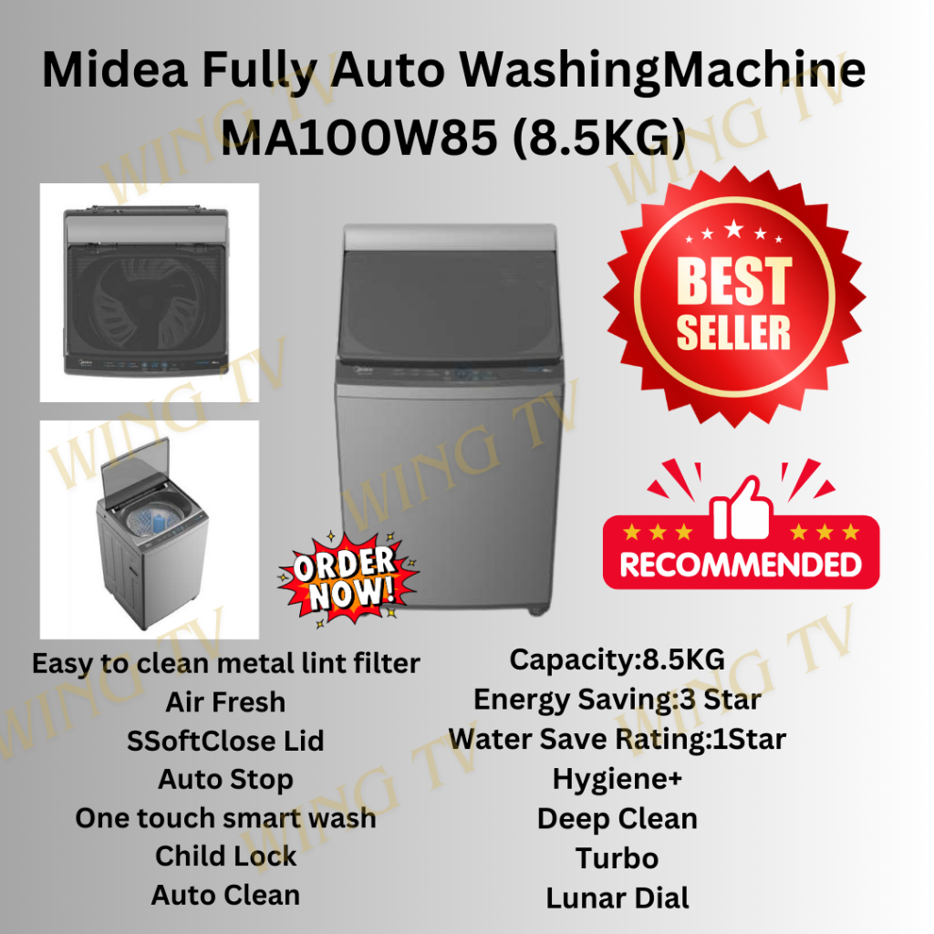 Midea Top Load Fully Auto Washing Machine MA100W75 (7.5KG) | Shopee ...