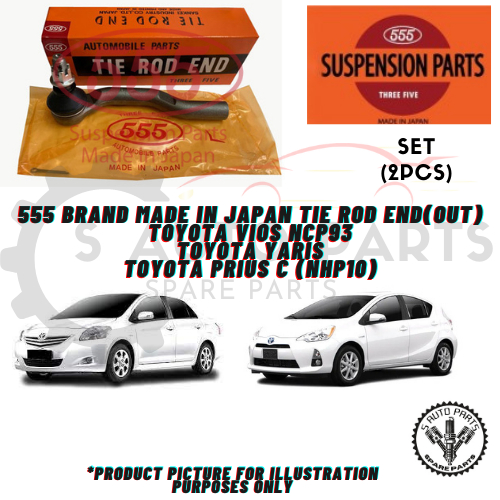 TOYOTA VIOS NCP93 / TOYOTA YARIS / PRIUS C (NHP10) 555 BRAND MADE in JAPAN TIE ROD END (OUT ...