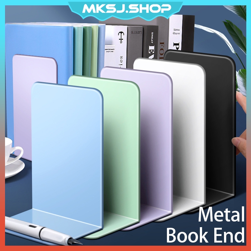 2 Pcs Metal Bookend L Shape Book End BookShelf Stand Holder Office ...