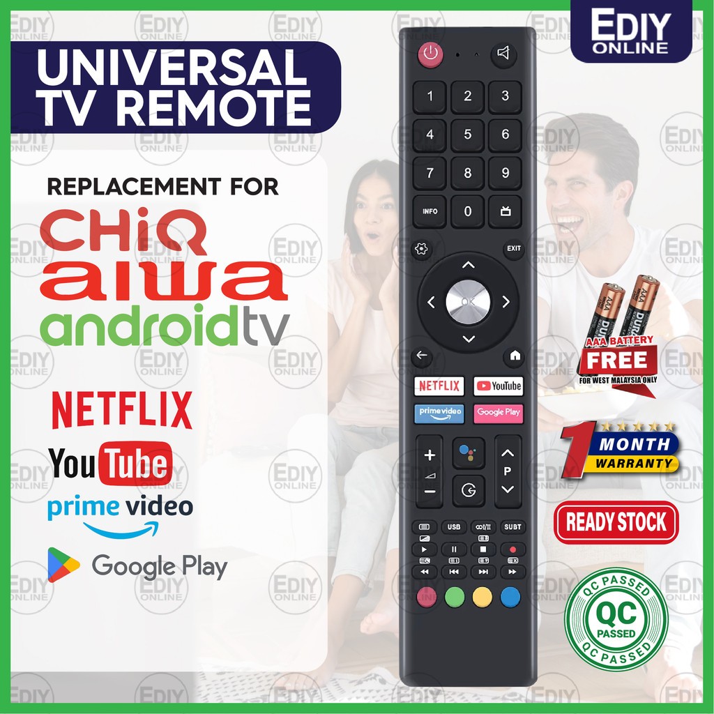 【𝐅𝐑𝐄𝐄 𝐁𝐀𝐓𝐓𝐄𝐑𝐘 𝐀𝐀𝐀𝐗𝟐】 AIWA CHIQ Remote Control For Android Smart TV ...