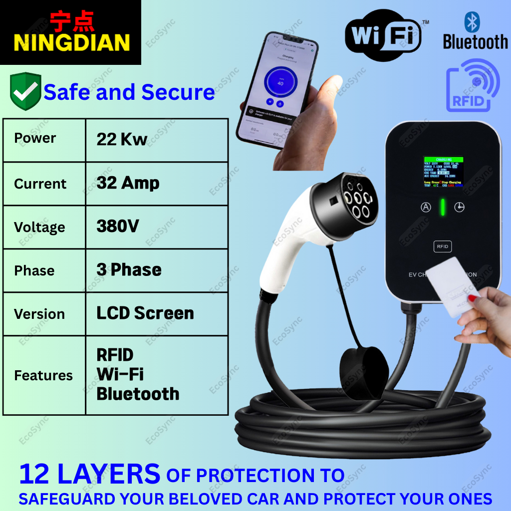READY STOCK NINGDIAN EV Charger EV Wallbox Wifi Bluetooth RFID 7kW ...