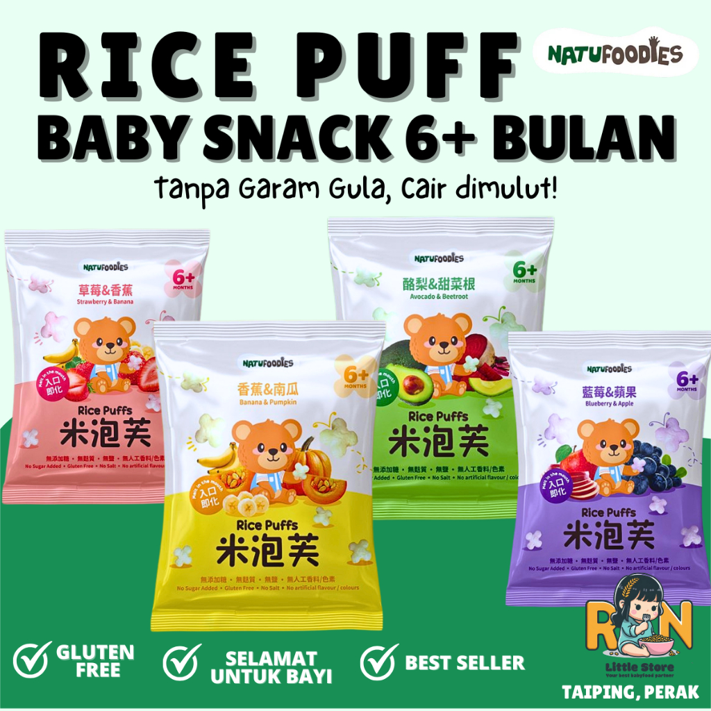 NATUFOODIES RICE PUFF BABY SNACK - Snack Bayi 6 Bulan Tanpa Gula ...