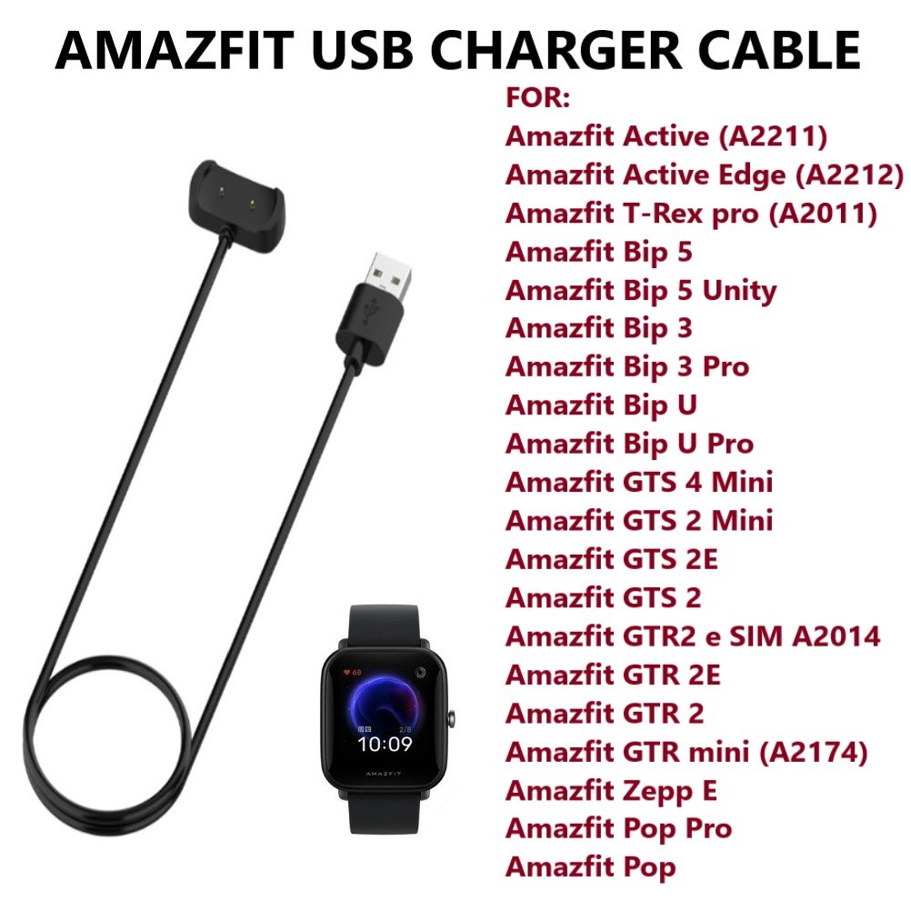 [Ready Stock] USB Charger Cable - Amazfit Active Edge, Bip 5 3 3 Pro ...