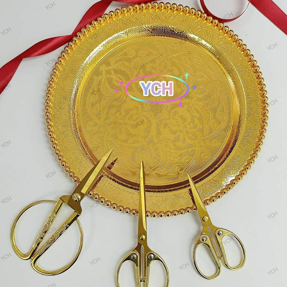 Gold Scissors/Opening Ceremony Gold Scissors/Gold Metal Tray/Gold Metal ...