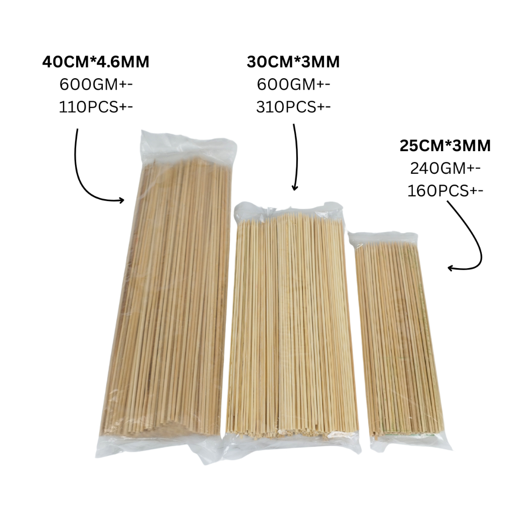 25cm 30cm 40cm Bamboo Stick Skewer for Bouquet Snack Flower/ Lidi Kayu ...