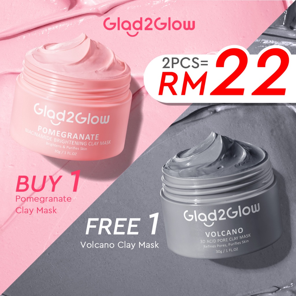 Glad2glow Volcano Clay Mask Masker Komedo Deep Pores Cleansing Mud Mask ...
