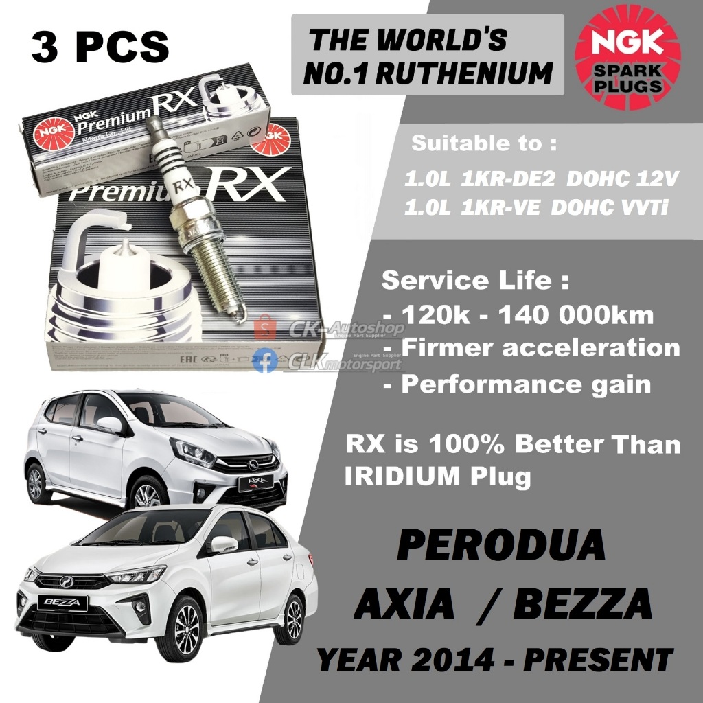 NGK Premium RX Spark Plug - Perodua Axia Bezza 1.0L 1KRDE 1KRVE DVVT ...