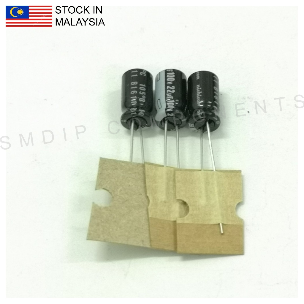 5PCS Japanese-Grade 22uF 100V 105°C, Radial Capacitor, 6.3mm x 11mm ...