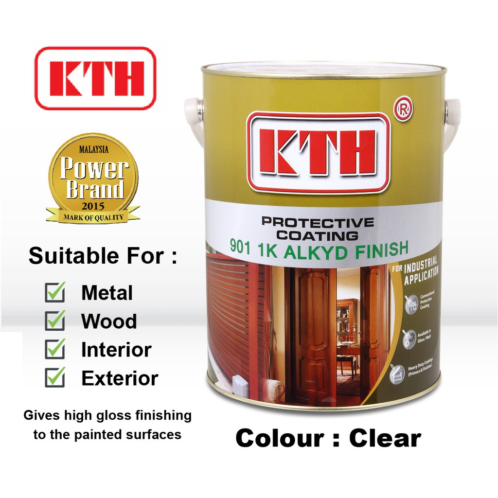 MKR 1Litre KTH PAINT 901 1K Alkyd Finish / Clear Gloss Wood and Metal ...