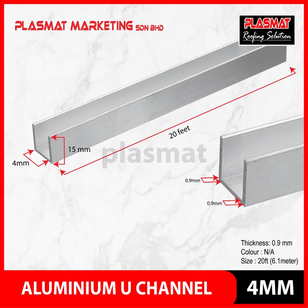 ALUMINIUM U CHANNEL 20FT CUSTOM SIZE | Shopee Malaysia