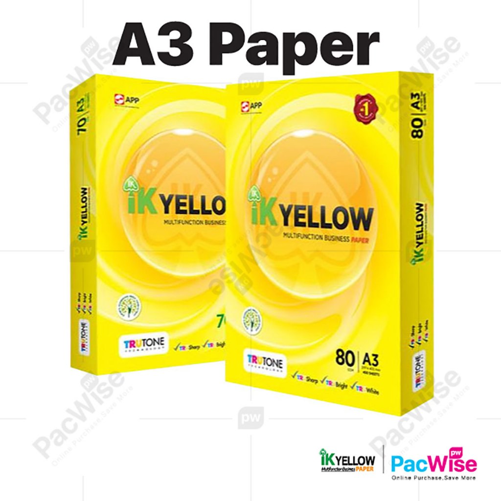 A3 Paper IK yellow / Indah Kiat/A3 Kertas 70gsm&80gsm/Copier Paper (500 ...