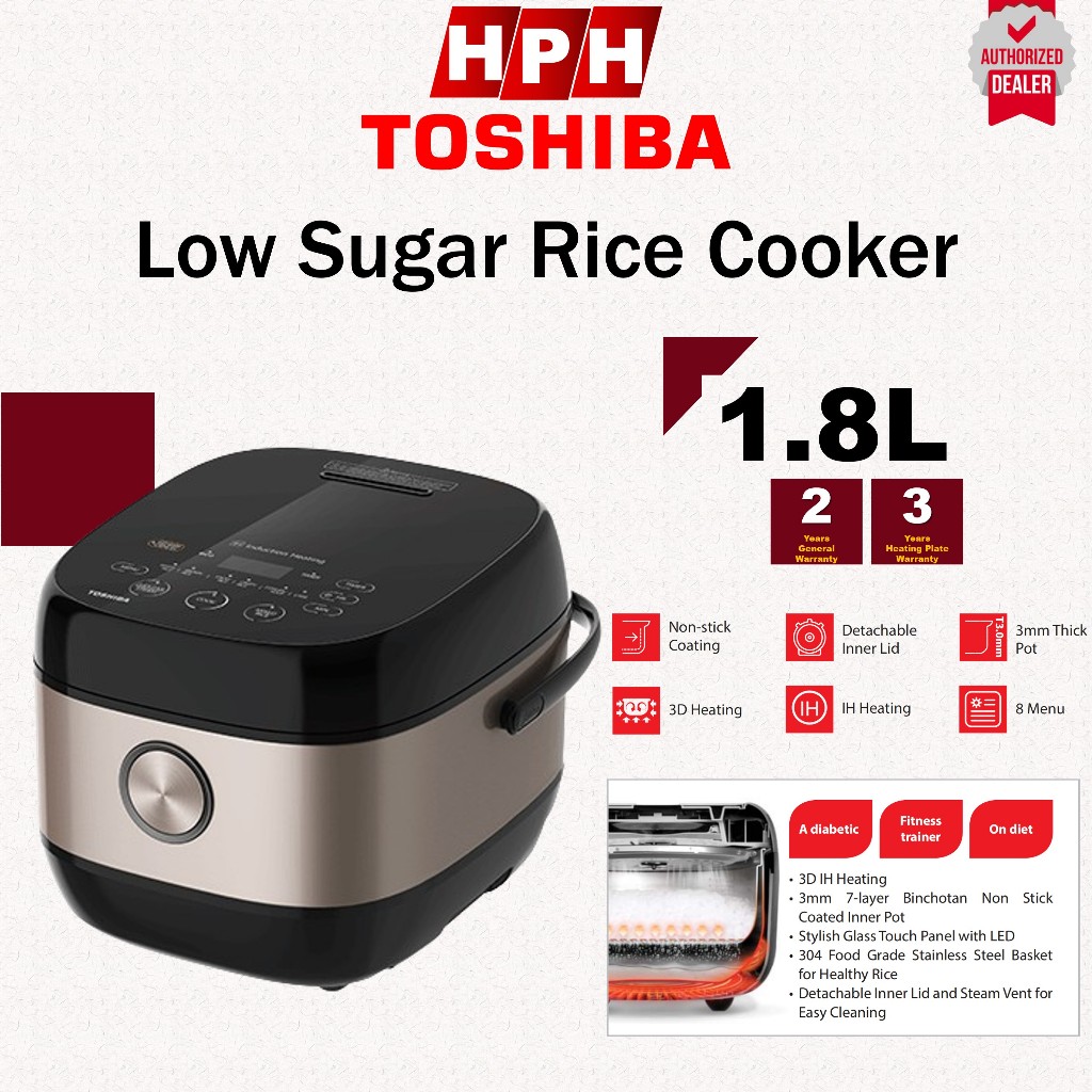 Toshiba Low Sugar Rice Cooker (1.0L / 1.8L) RC-10IX1TMY RC-18IX1TMY(N ...