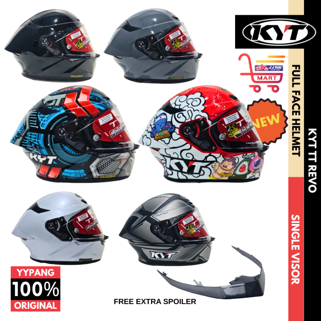KYT TT REVO FULL FACE HELMET (RED BULL / SUSHI TIME / SYNCHROTRON ...