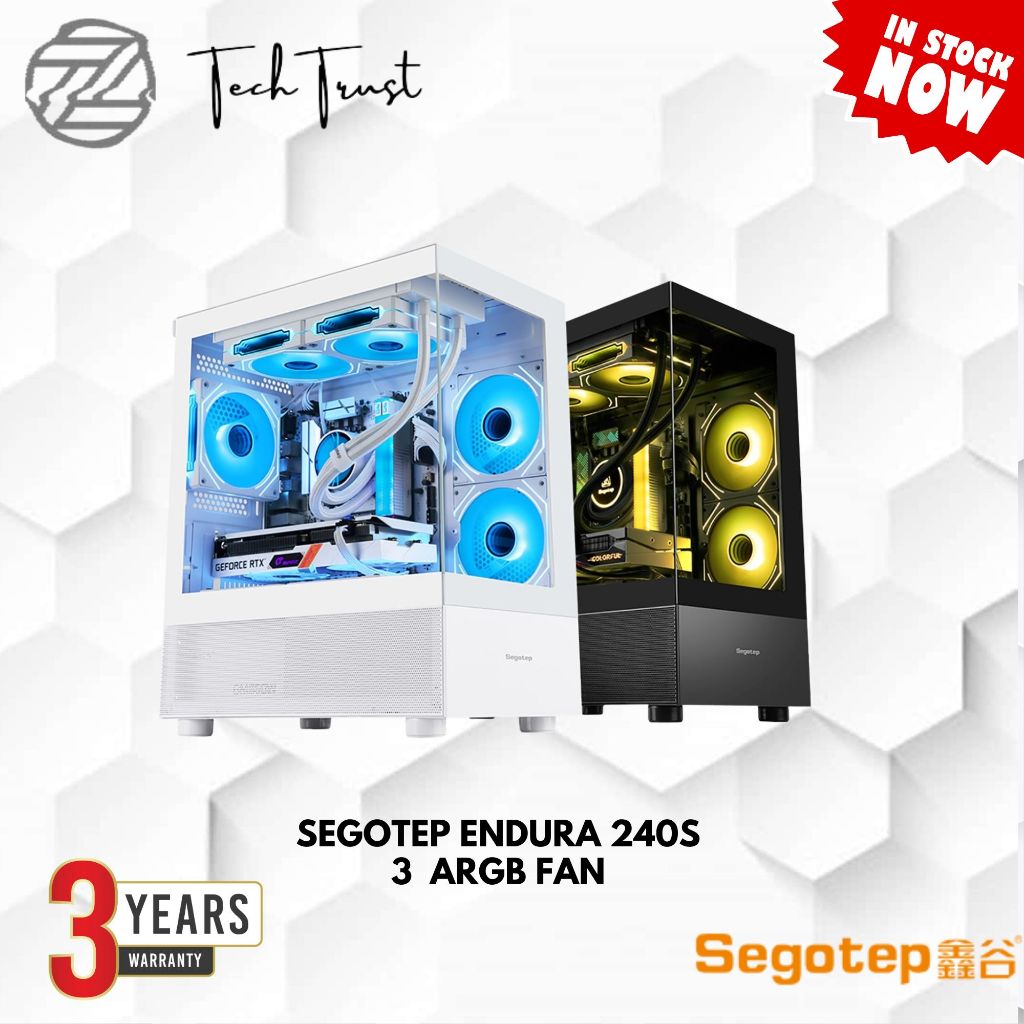 SEGOTEP ENDURA 240S / LUMI 2 M-ATX PC CASE WITH 3 ARGB FANS - BLACK ...