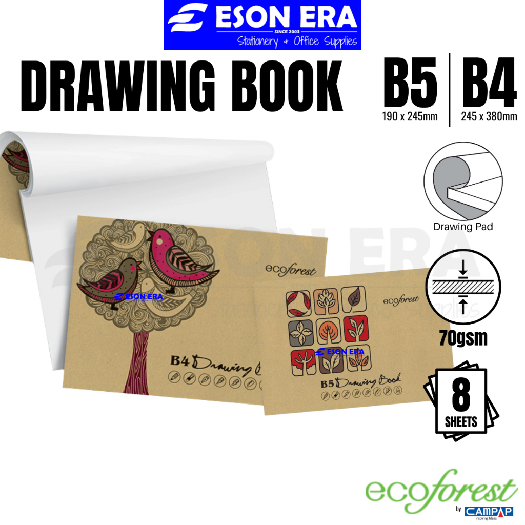 Ecoforest Drawing Book 70gsm B4/B5 Kraft Cover CF8601/CF8602 Drawing ...