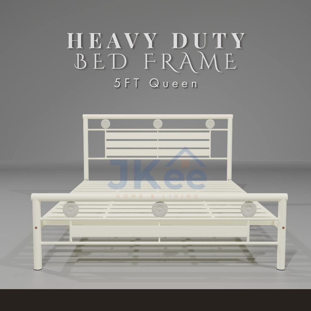 (+TILAM) (KING SIZE) JKEE WHITE HEAVY DUTY Metal Queen & King Bed Frame ...