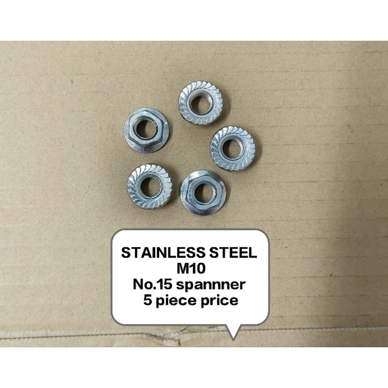 5 PIECE PRICE!!! STAINLESS STEEL M10 10mm no.15 spanner flange nut ...