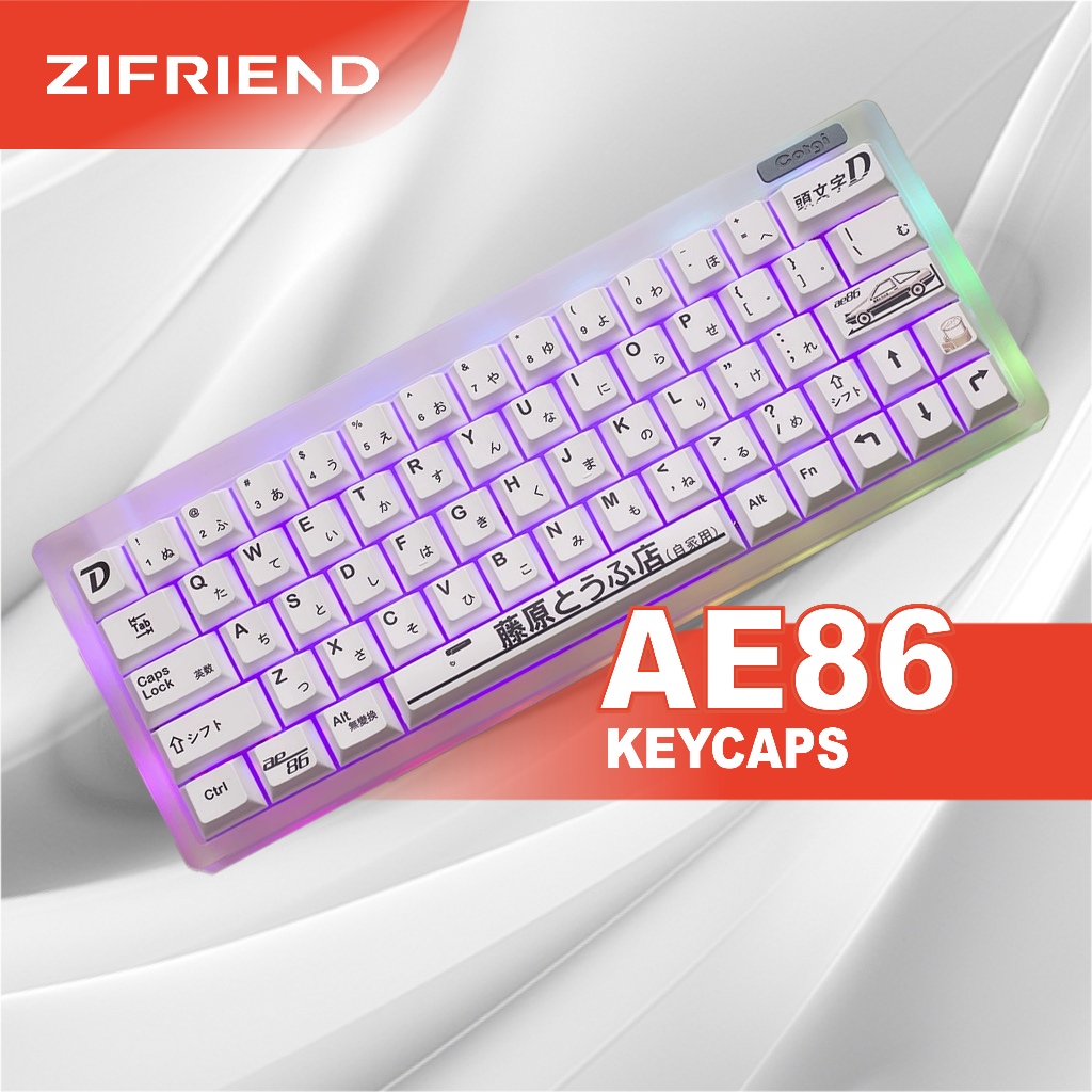 ZIFRIEND AE86 124 Keys Keycaps Cherry Profile Dye-sublimated Keycap PBT ...