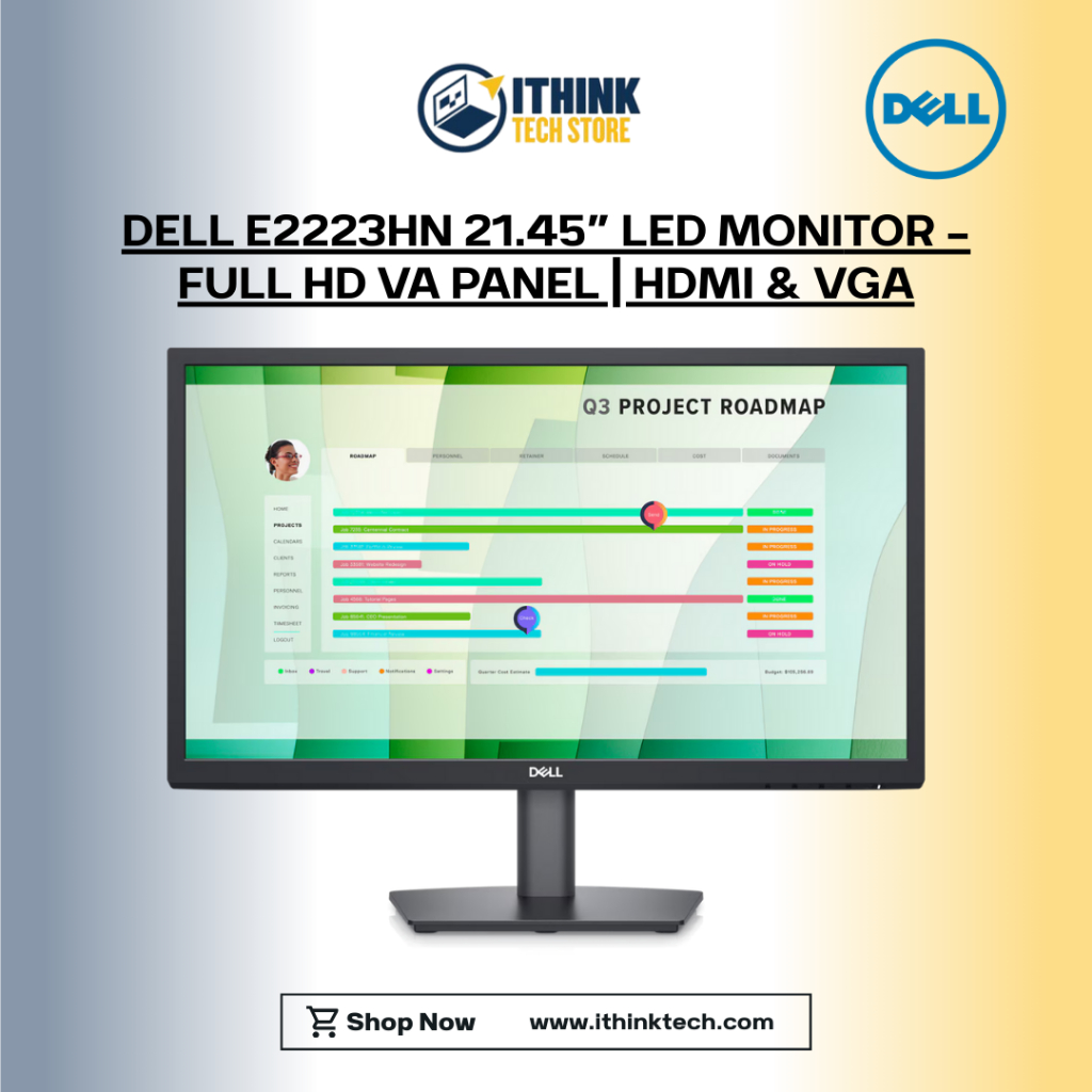 DELL E2223HN 21.45” LED MONITOR – FULL HD VA PANEL | HDMI & VGA | 1920× ...