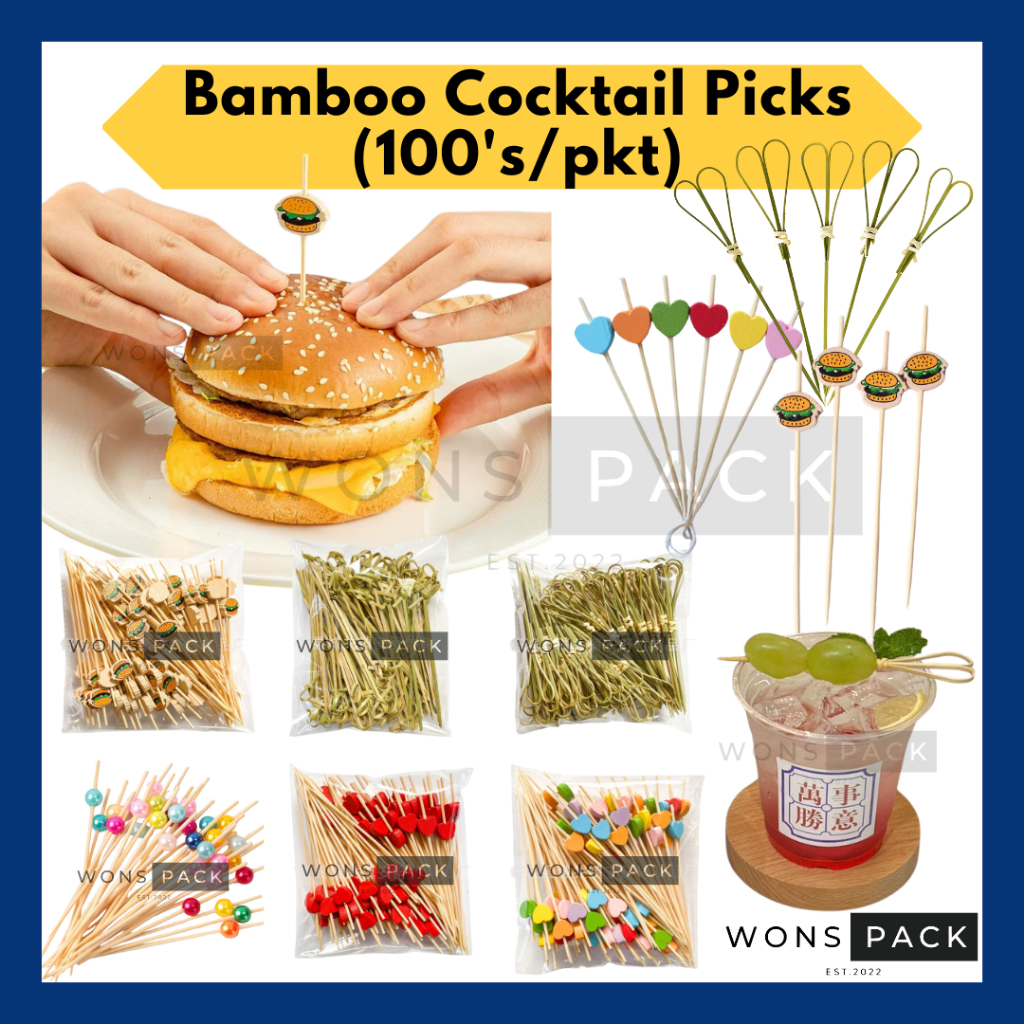 {READY STOCK} 100pcs 12CM Bamboo Cocktail Picks/Bamboo Knot/Bar ...