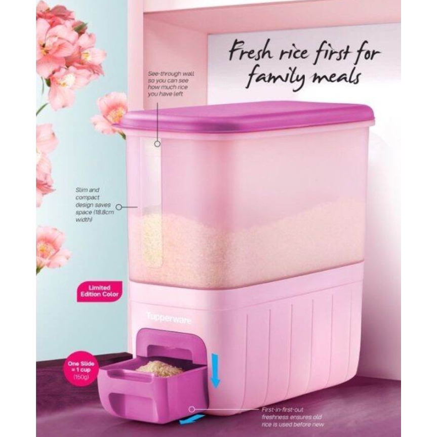 RICESMART PINK TUPPERWARE 10KG TONG BERAS / RICE KEEPER | Shopee Malaysia