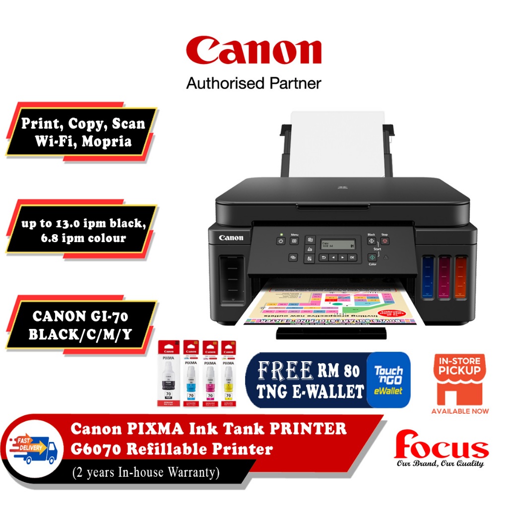 Canon Pixma G6070 Refillable Ink Tank Wireless All-In-One For High ...