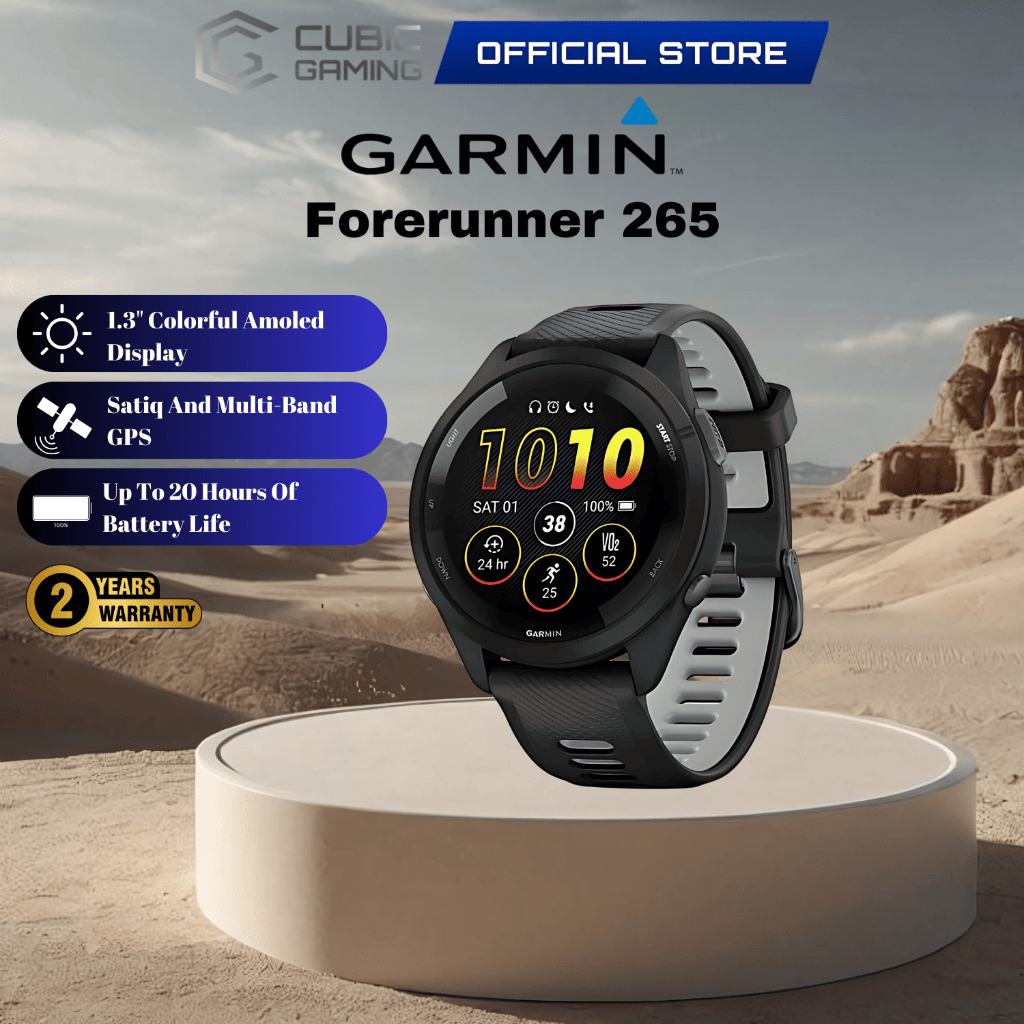 Garmin Forerunner 265 Solar Powered Rugged Outdoor Smartwatch with ...
