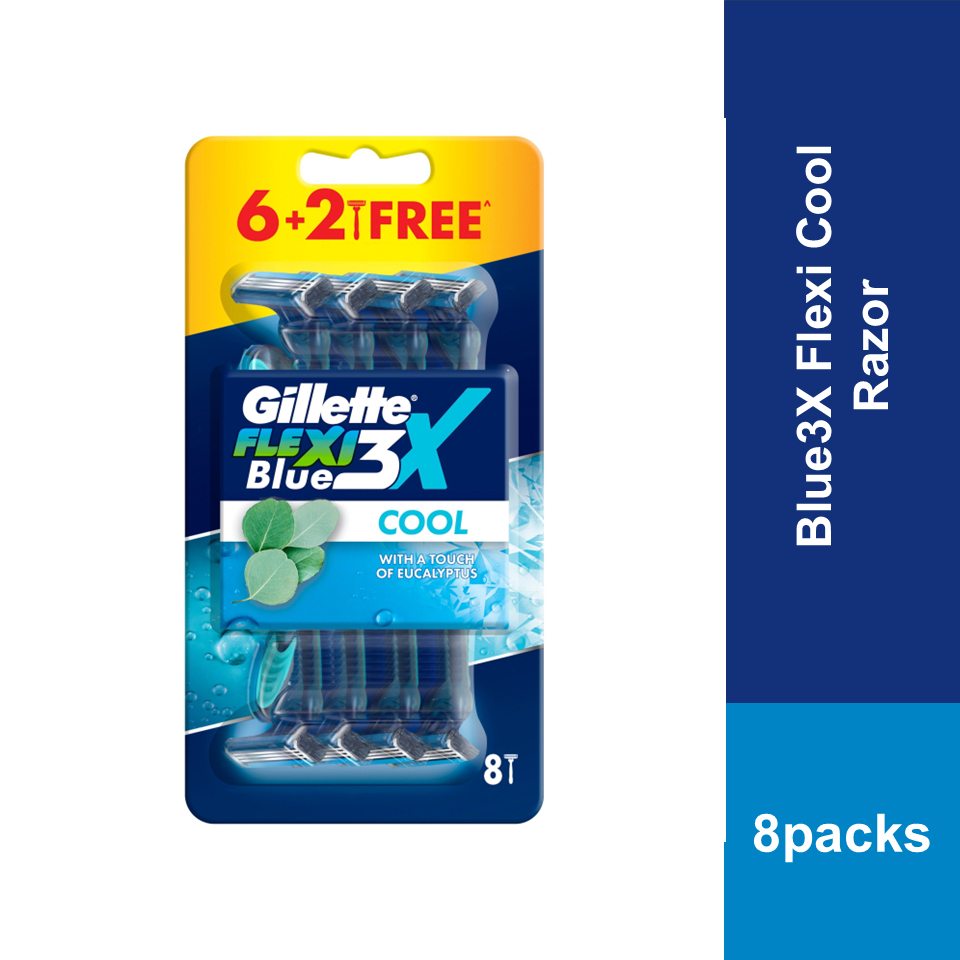 Gillette Blue3X Flexi COOL Disposable Razor, 8 pack | Shopee Malaysia