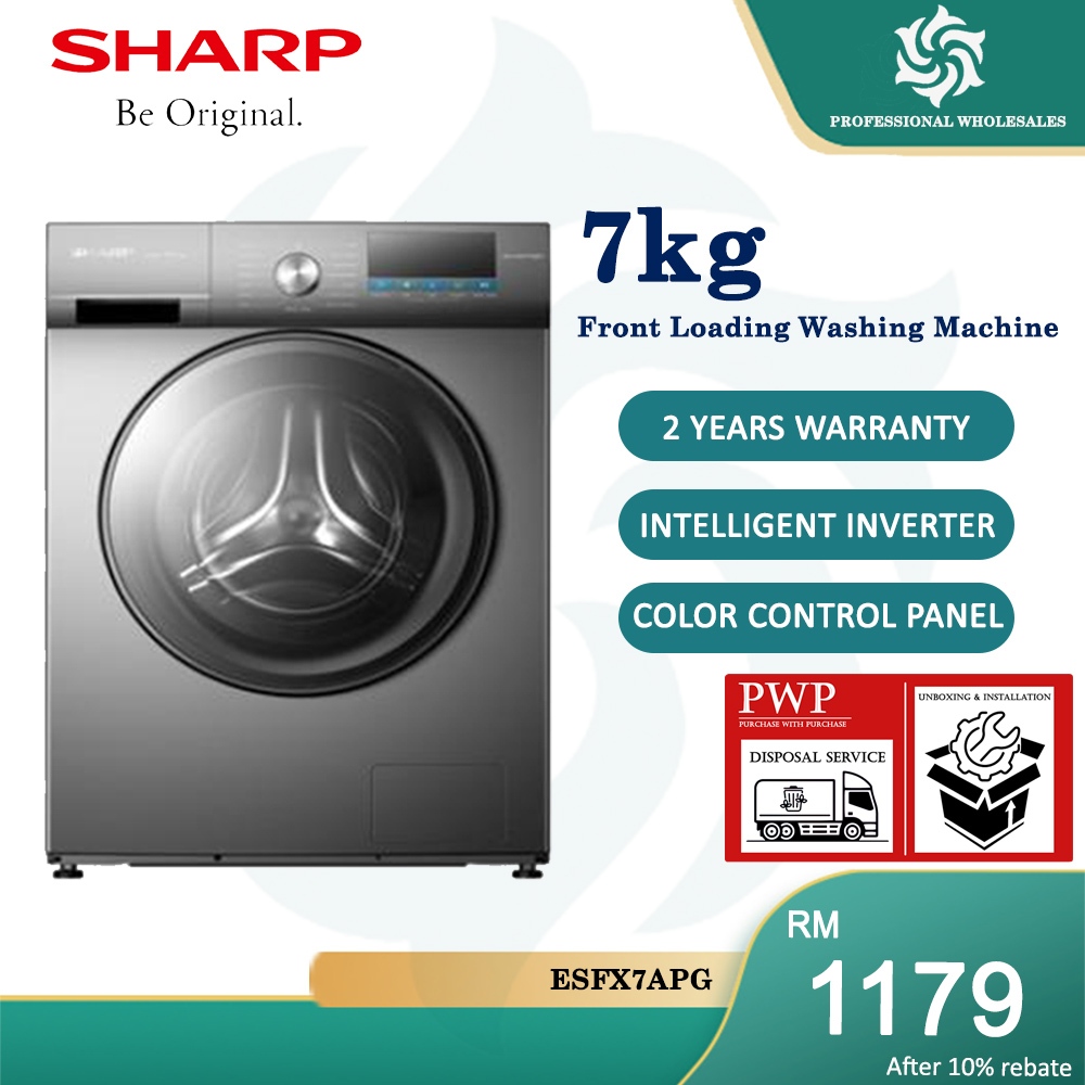 SHARP 7kg/ 8kg/ 9kg/ 10kg Inverter Intelligent Inverter Front Load Washing Machine | Shopee Malaysia