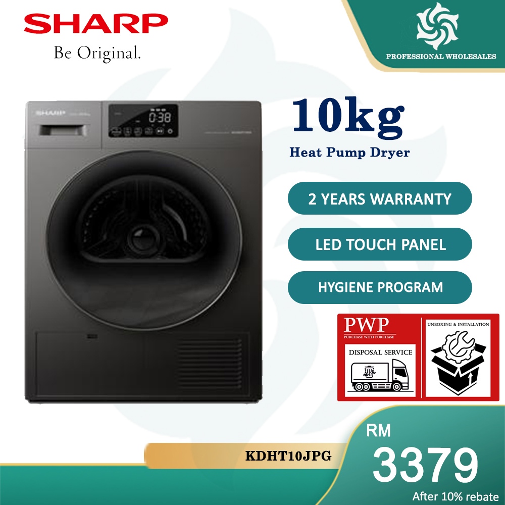 SHARP Heat Pump Dryer 10kg Front Load Anti Crease Function | Shopee ...