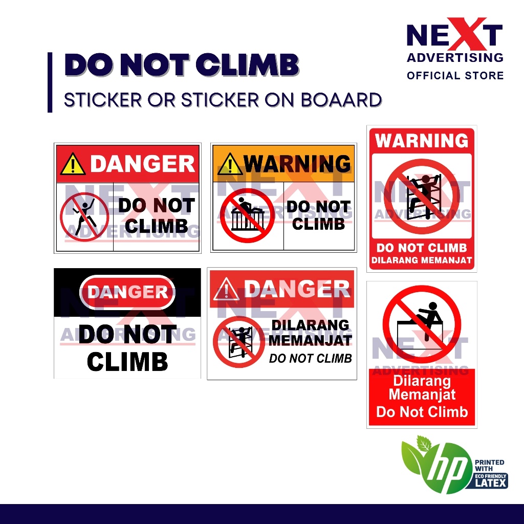 Do Not Climb Safety Warning Sticker | Dilarang Memanjat | Danger Sign ...