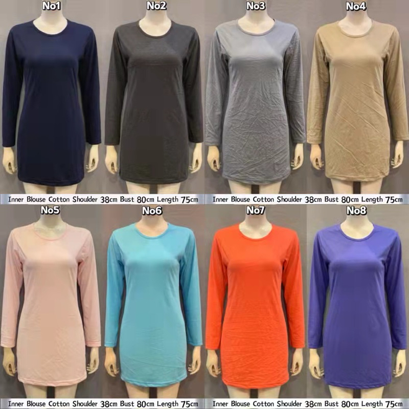 WOMEN INNER BAJU LENGAN PANJANG MUSLIMAH LONG SLEEVES INNER LABUH ...