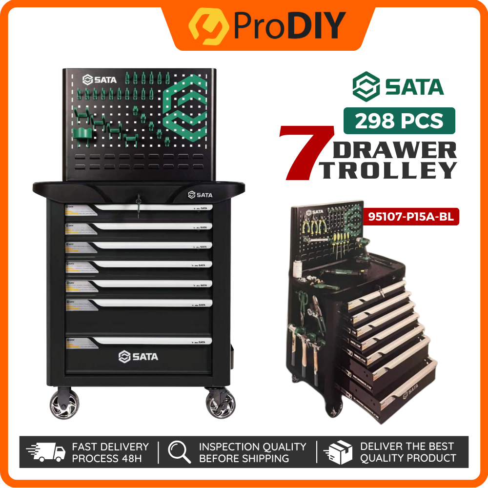 SATA 95107-P15A-BL - 298 Pcs Tools 7 Drawer Tool Box Trolley Set ...