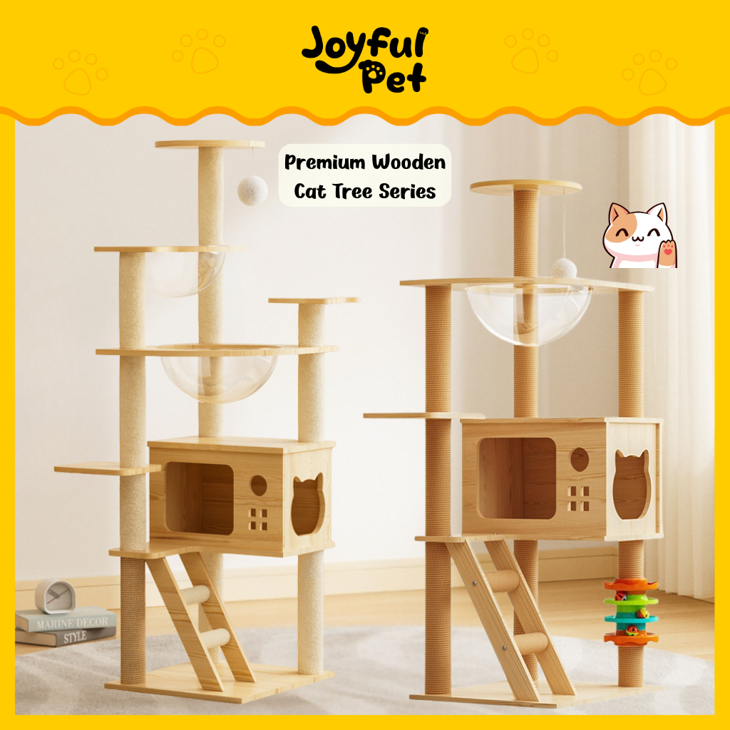 Wooden Cat Tree | Sisal Cat Tree Scratcher 3 Level | Cat Bed Scratcher ...