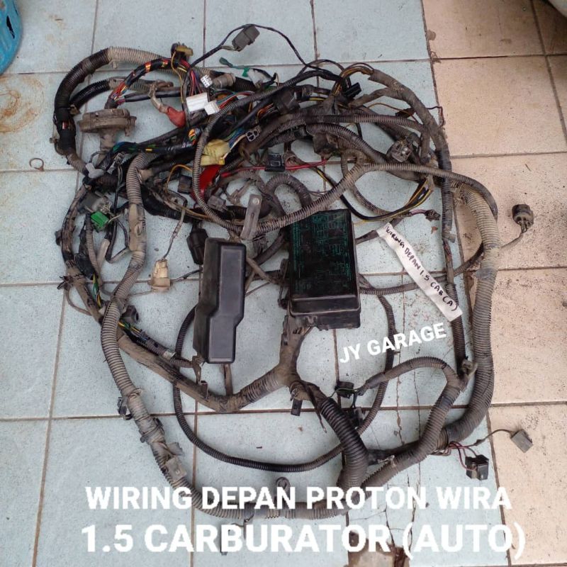 WIRING DEPAN PROTON WIRA 1.5 (AUTO) CARBURATOR COMPLETE FUSE BOX LAMPU ...
