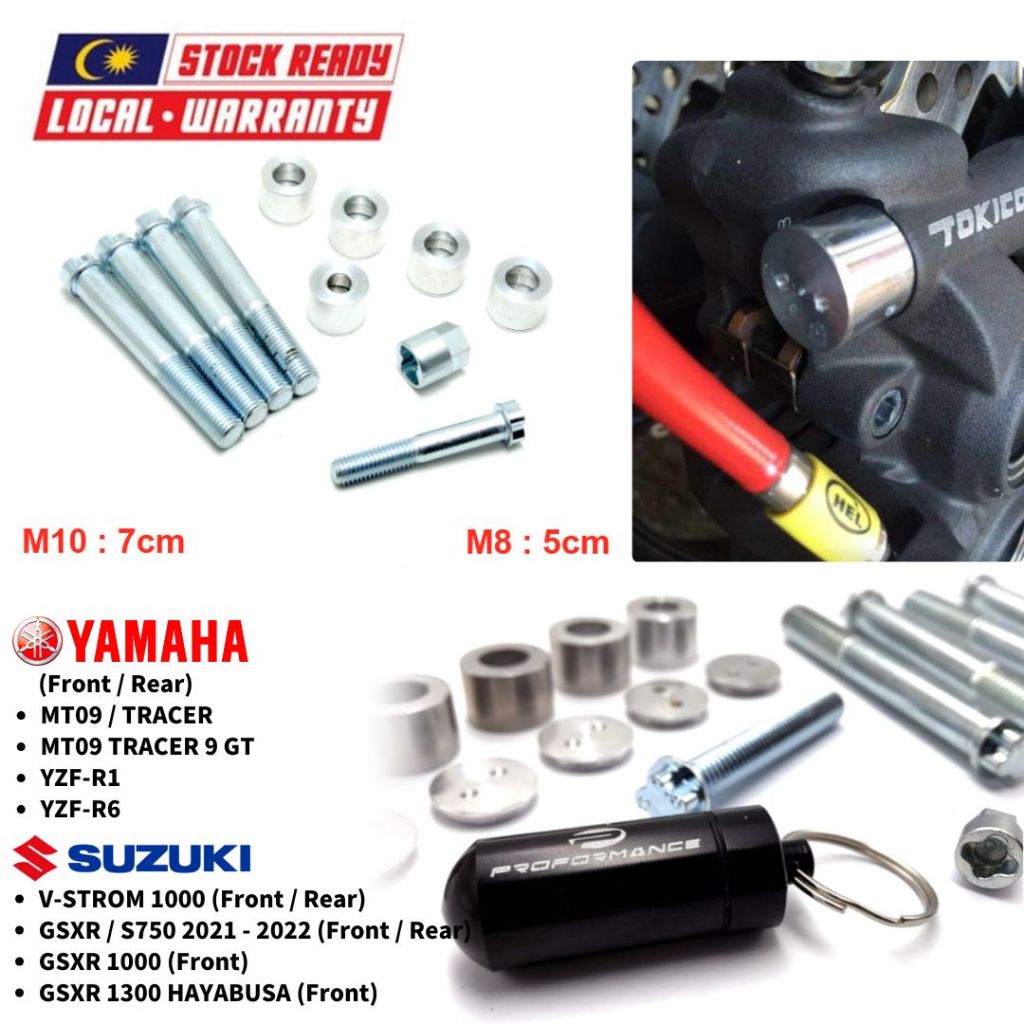 YAMAHA MT09, YZF R1 / SUZUKI V-STROM, GSXR, S750 Anti Theft Caliper Nut ...