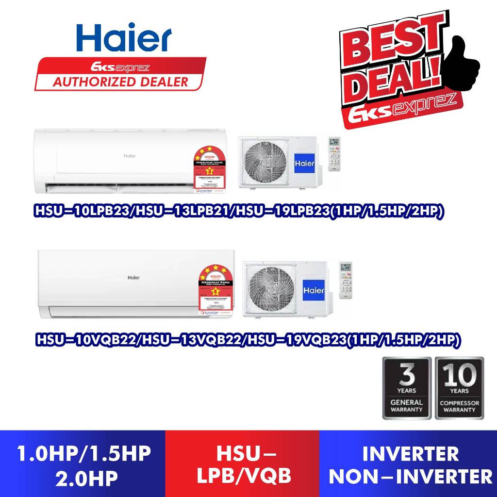 Haier R32 Inverter/Tanpa Inverter 1HP / 1.5HP / 2HP HSU-10VPC03 / HSU ...