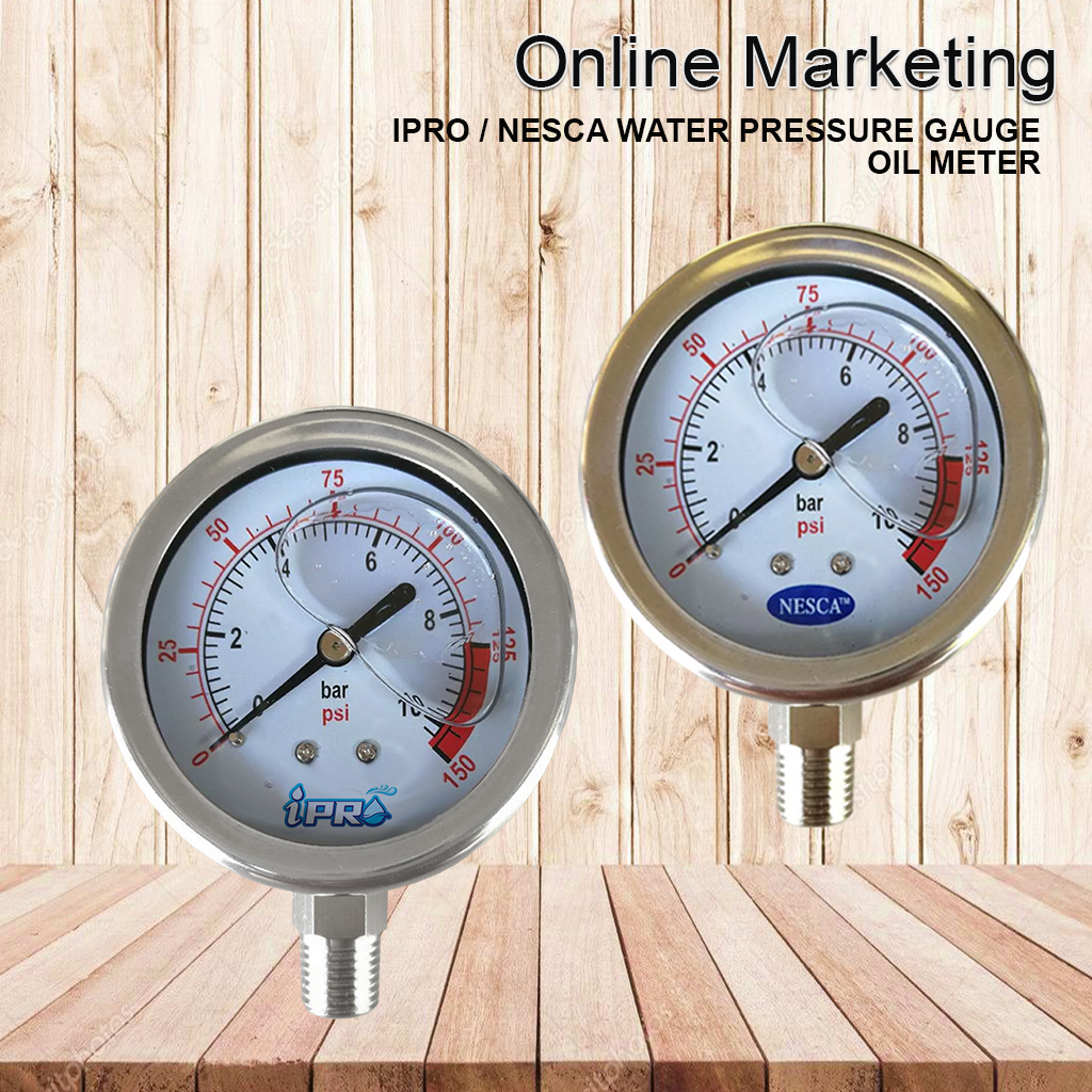 Water Filter Pressure Gauge - Oil Meter - Stainless Steel - Nesca ...